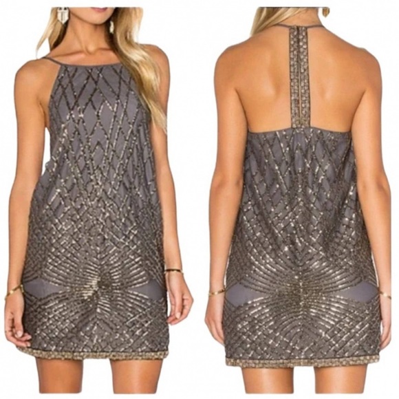 SAYLOR | Dresses | Sailor Brown With Gold Glitter Mini Dress M | Poshmark